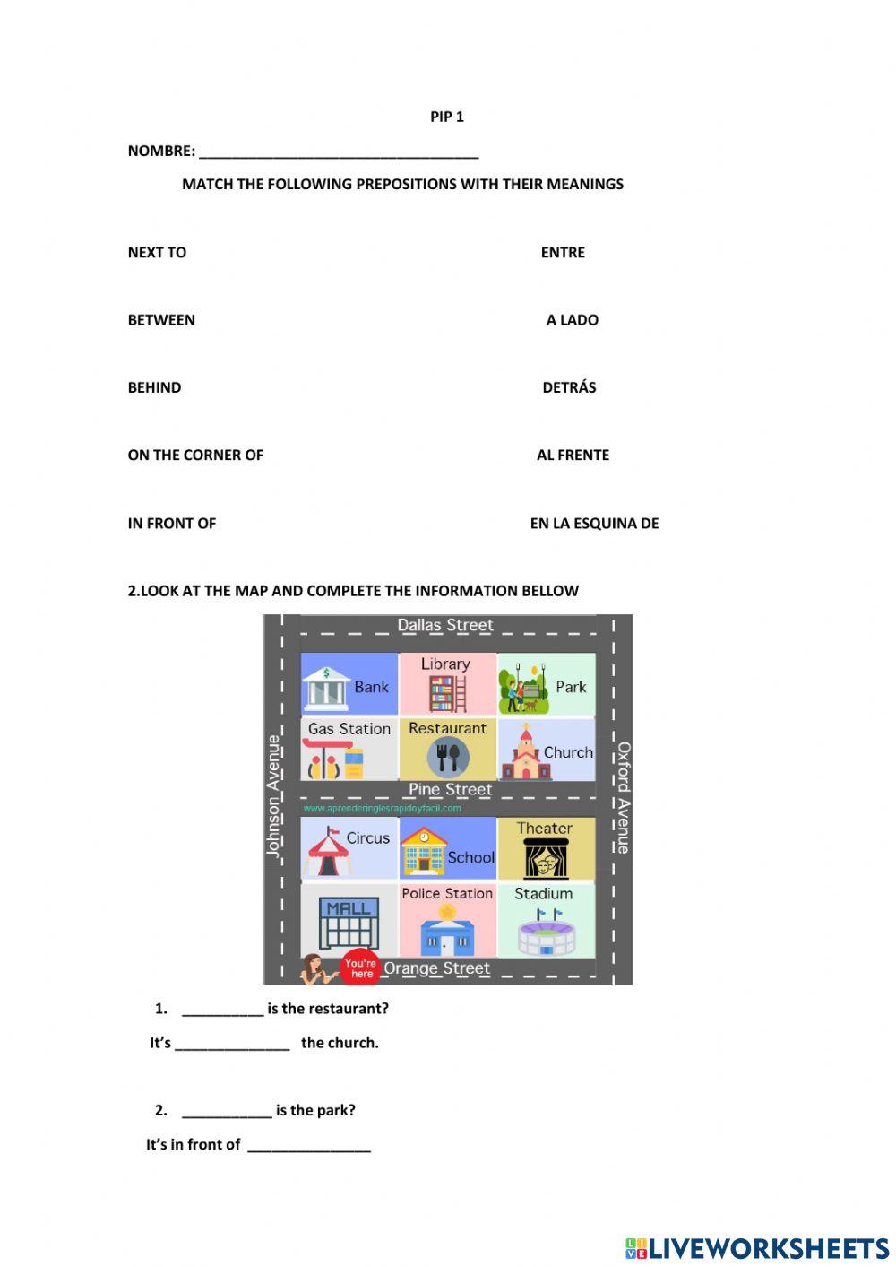 Directions activity for 4TH | Live Worksheets
