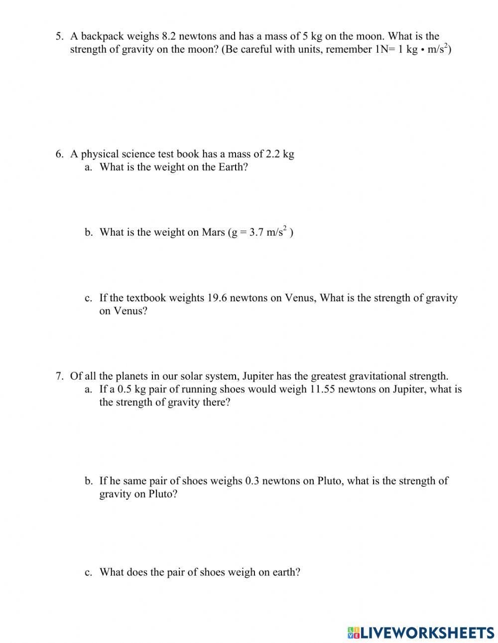 Weight interactive worksheet for 6th grade | Live Worksheets