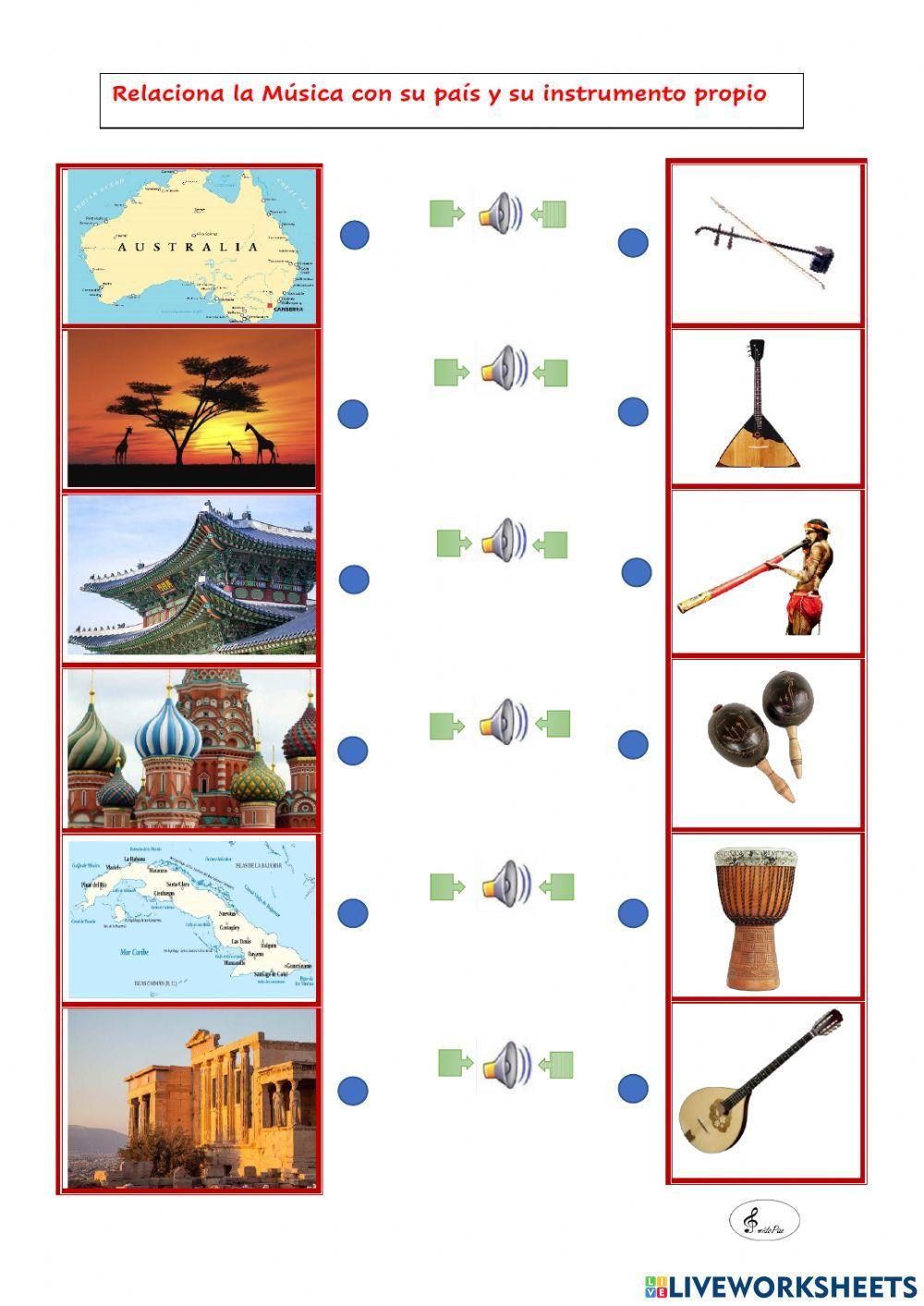 Música e instrumentos del mundo worksheet | Live Worksheets