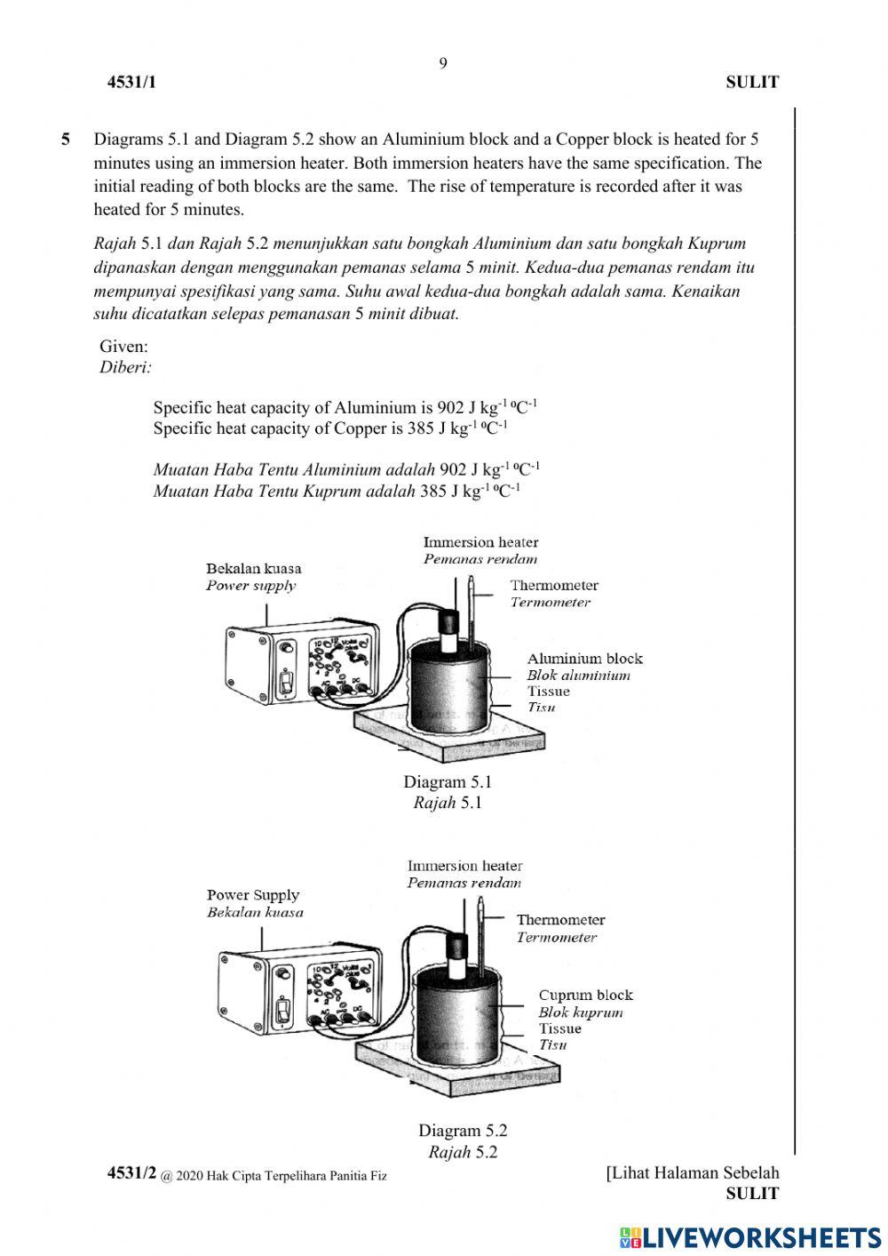 Muatan haba ten… | Free Interactive Worksheets | 1037445