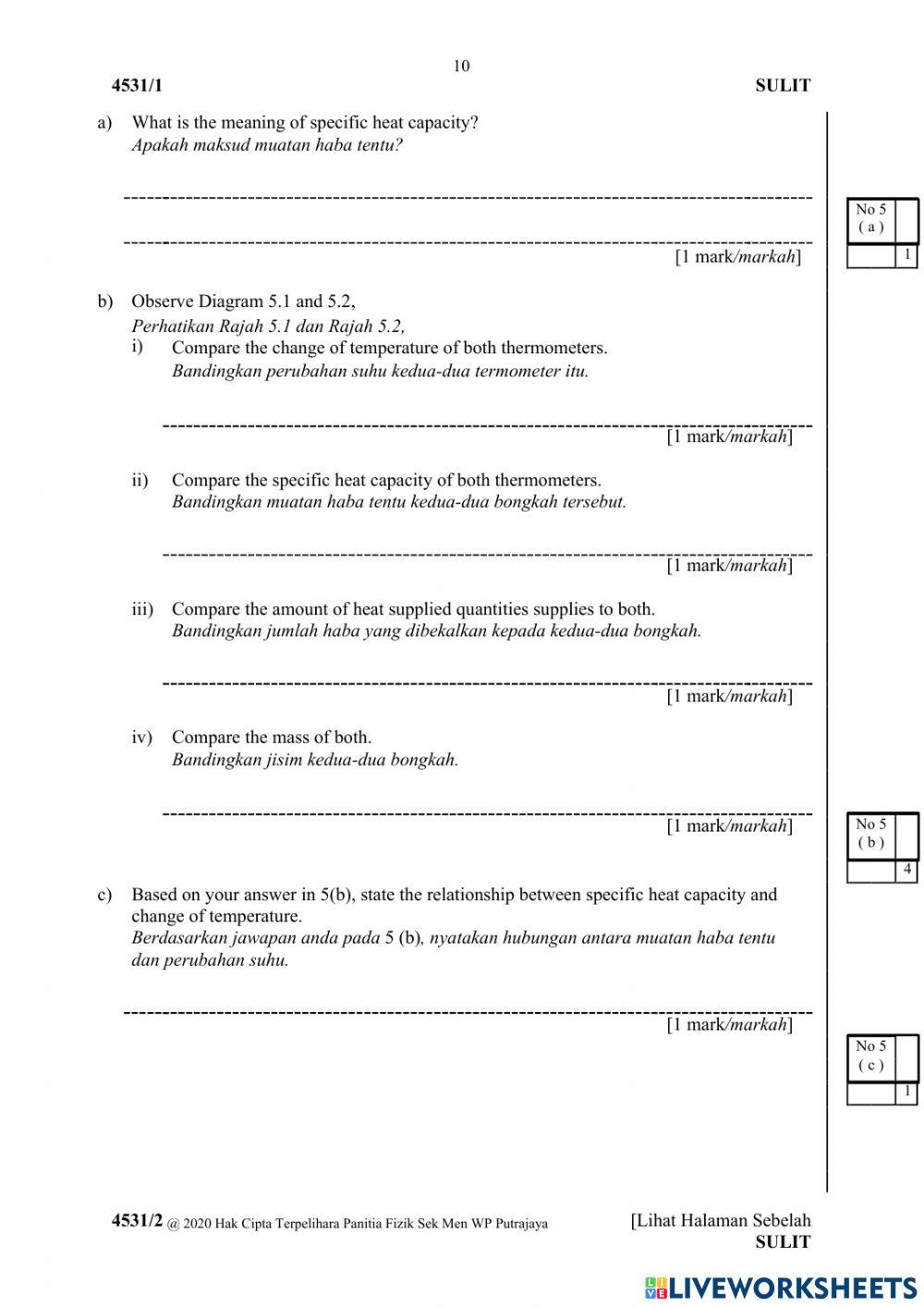 Muatan haba ten… | Free Interactive Worksheets | 1037445