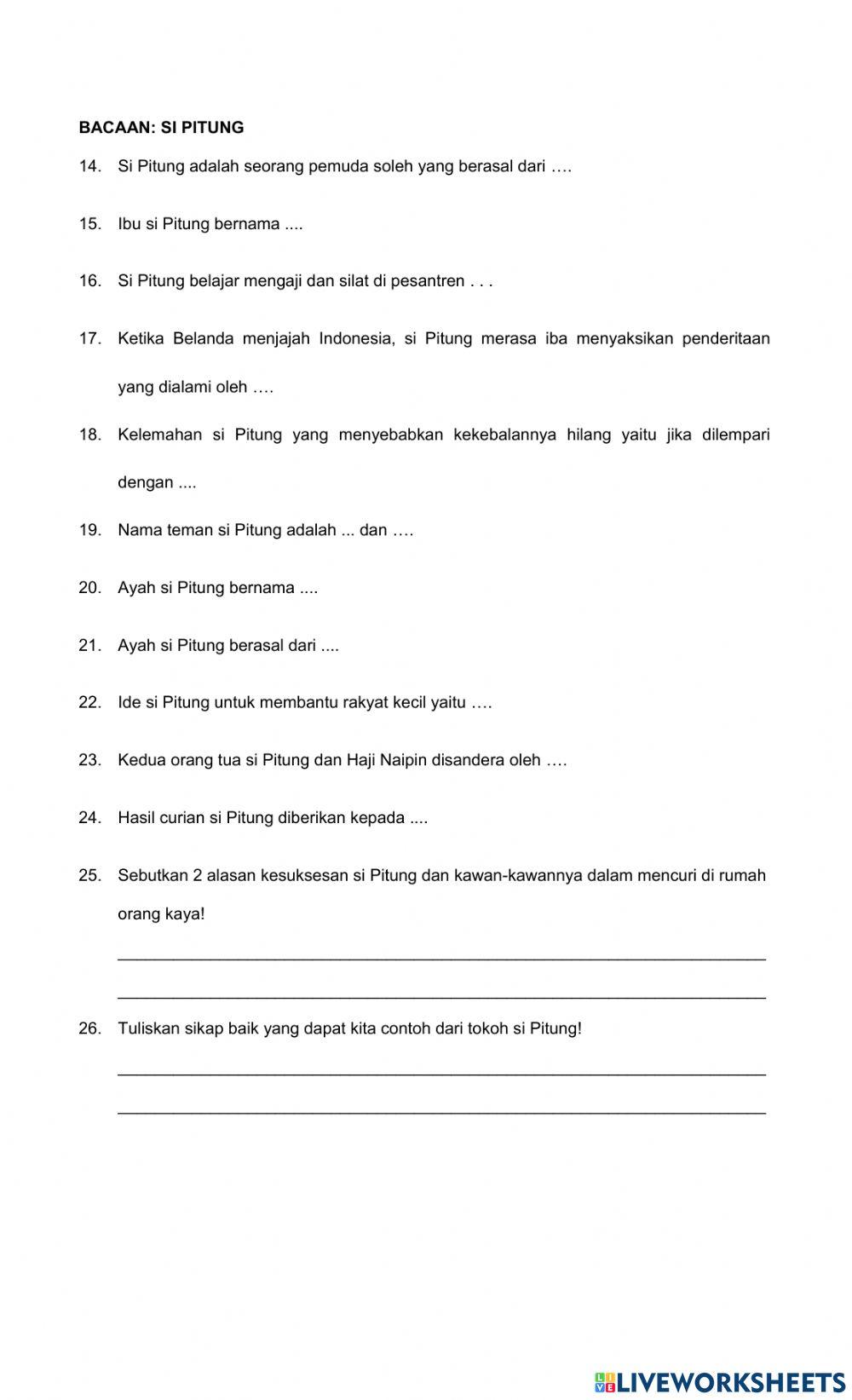 Latihan Soal PLBJ interactive worksheet | Live Worksheets
