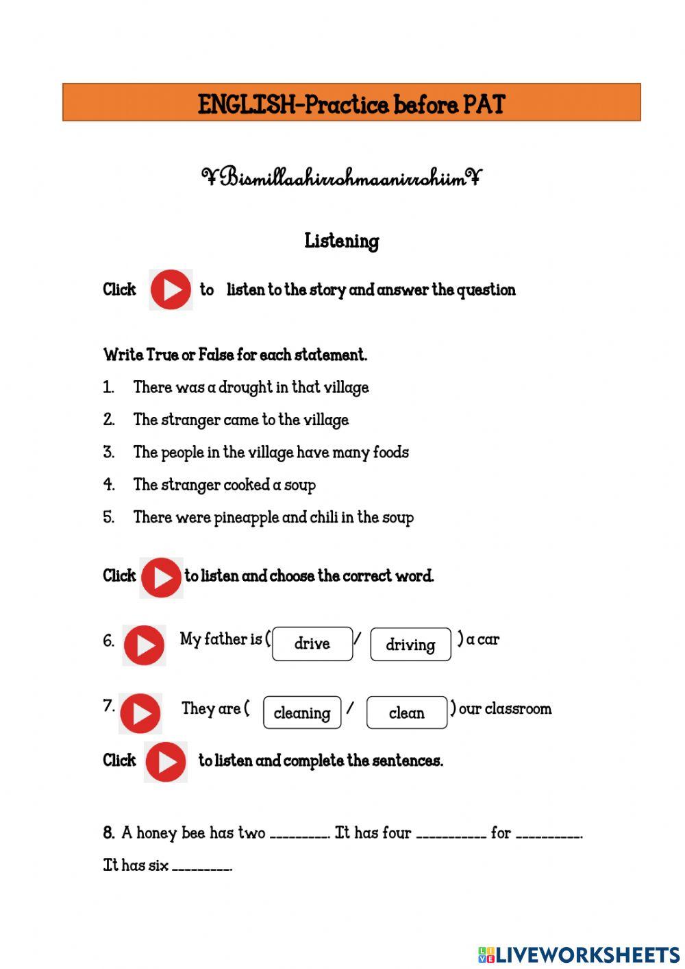 English Practice online exercise for Grade 2 | Live Worksheets