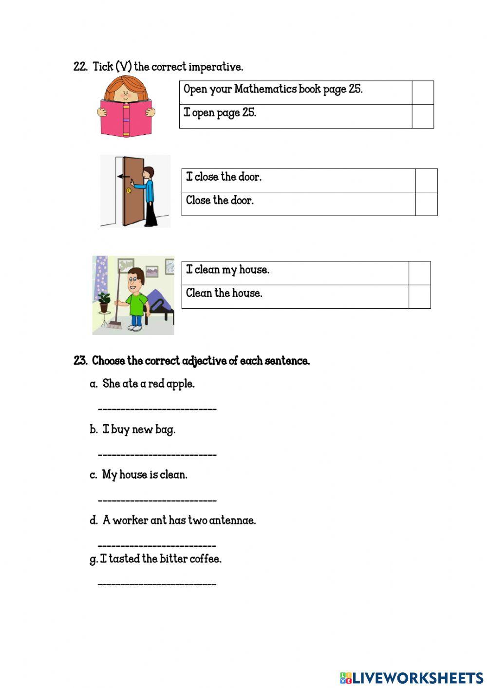 English Practice online exercise for Grade 2 | Live Worksheets