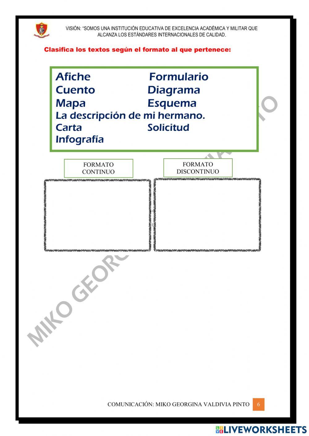FORMATOS DE TEXTOS 3047643 | Miko Georgina Valdivia Pinto