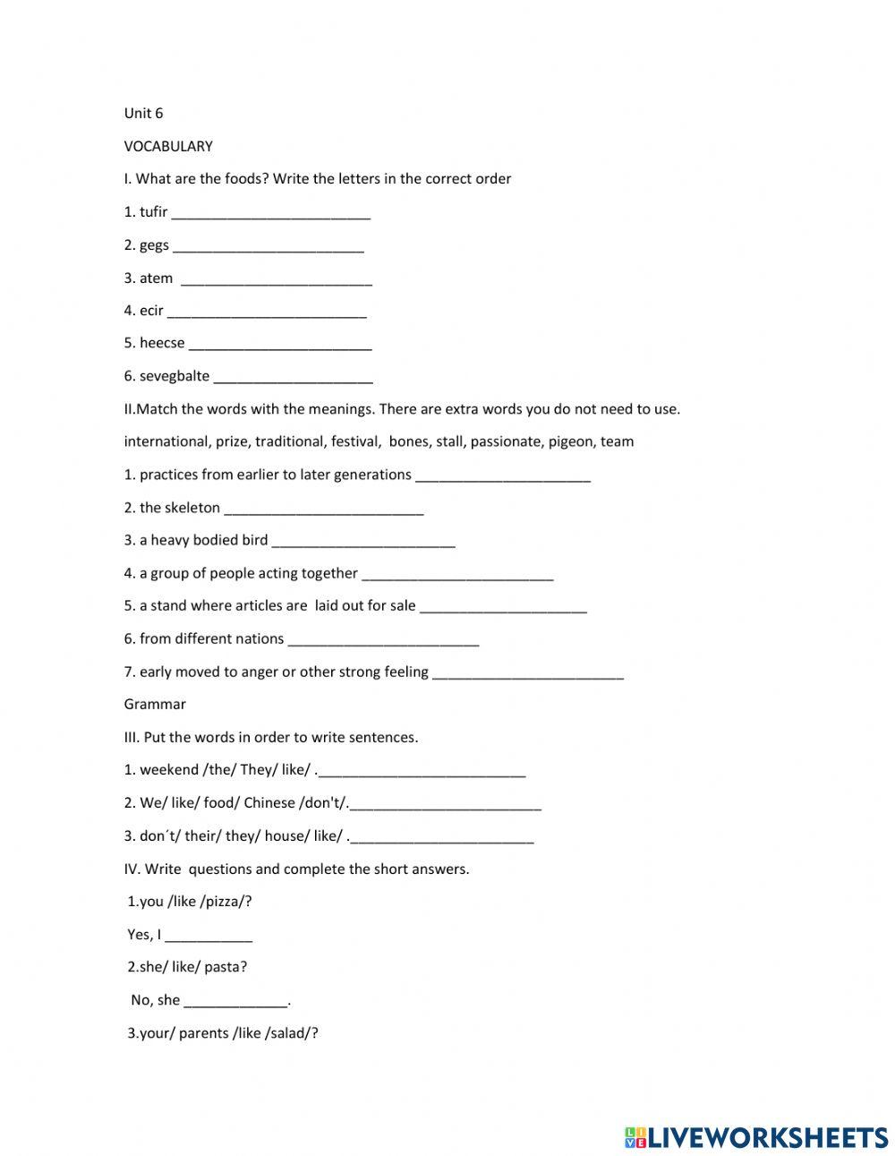 Quiz u6 Basic 2 5035001 | abuelayaya | Live Worksheets