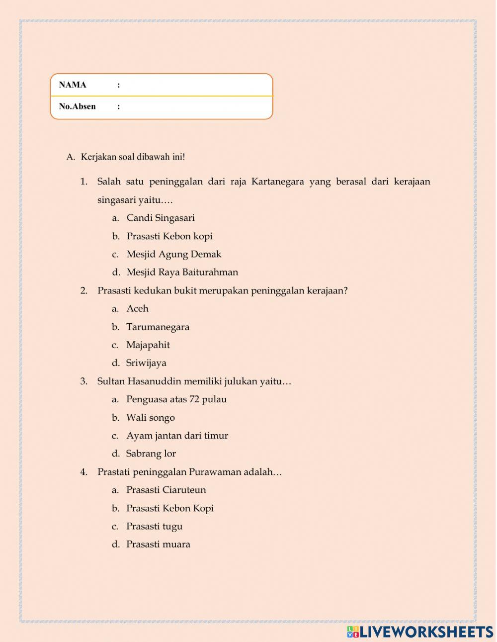 Ips online activity for KELAS 4 | Live Worksheets