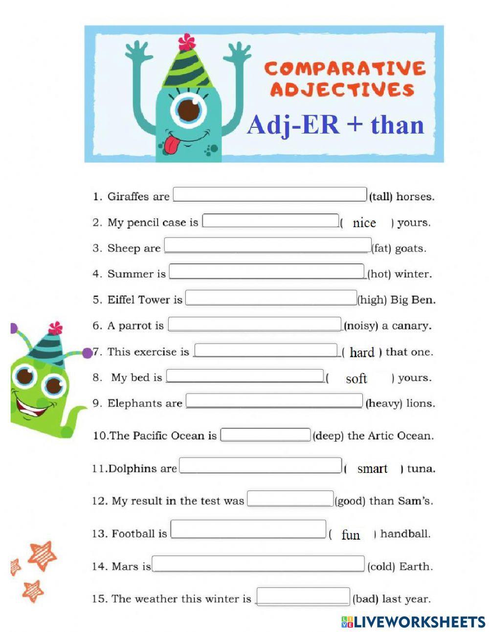 Comparison Of Short Adjectives Interactive Worksheet Comparatives Quiz Comparison Of Short Adjectives Interactive Worksheet Comparatives Quiz