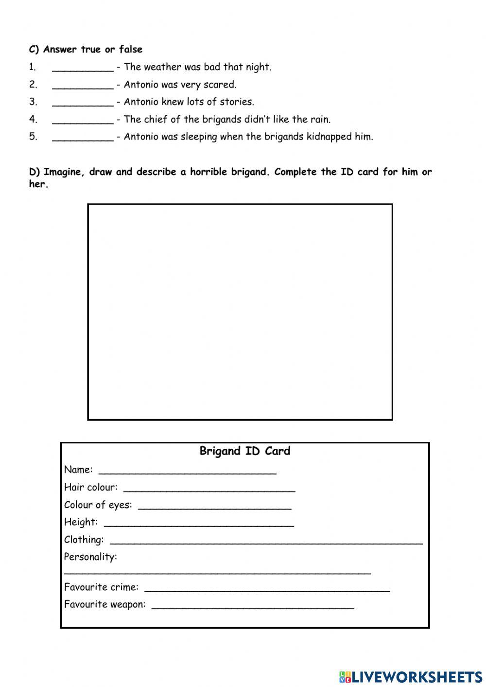Dark and Stormy night Chapter 1 online exercise for | Live Worksheets