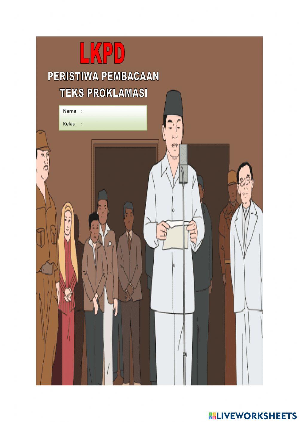 Peristiwa Pembacaan Teks Proklamasi worksheet | Live Worksheets