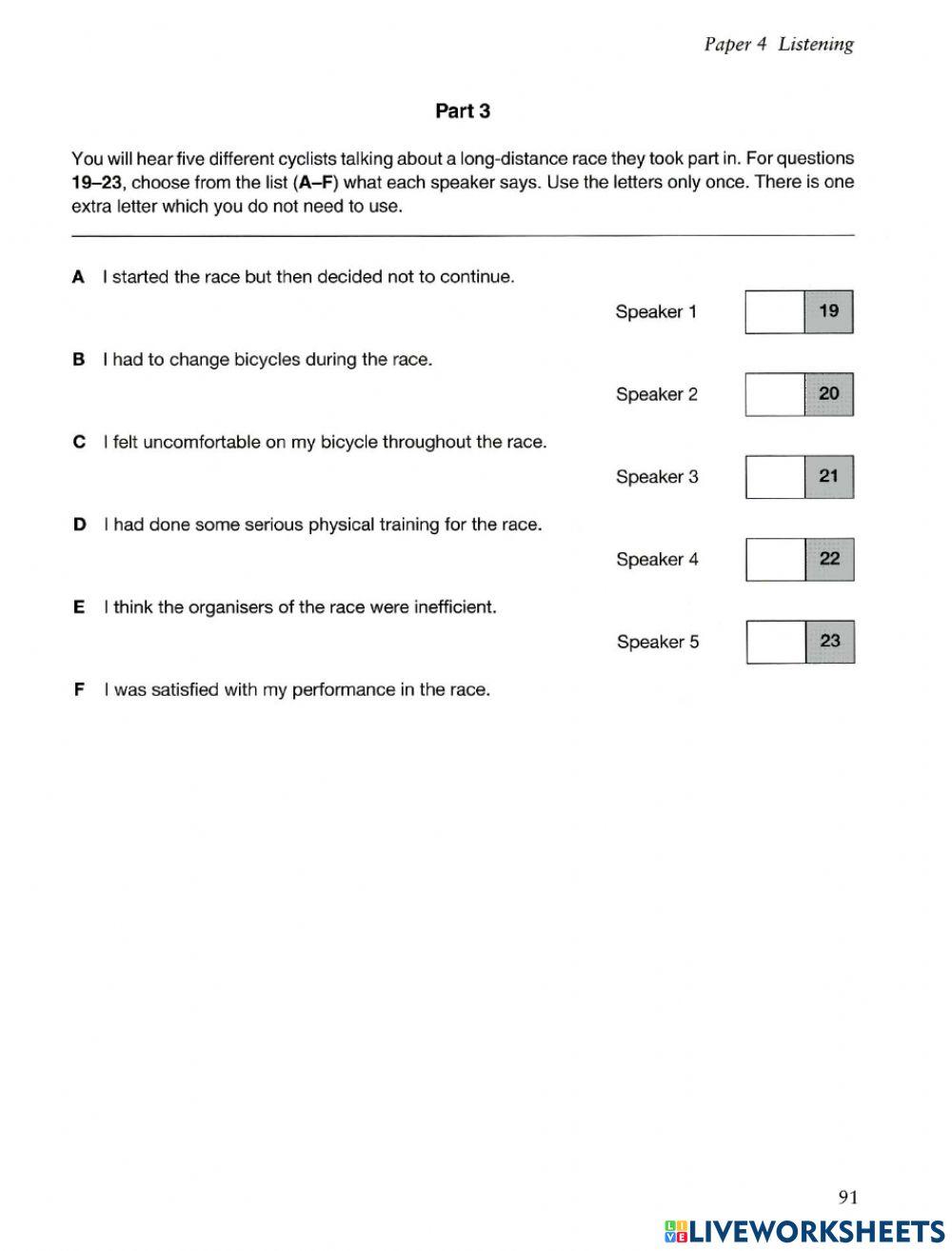 Listening Paper. worksheet | Live Worksheets