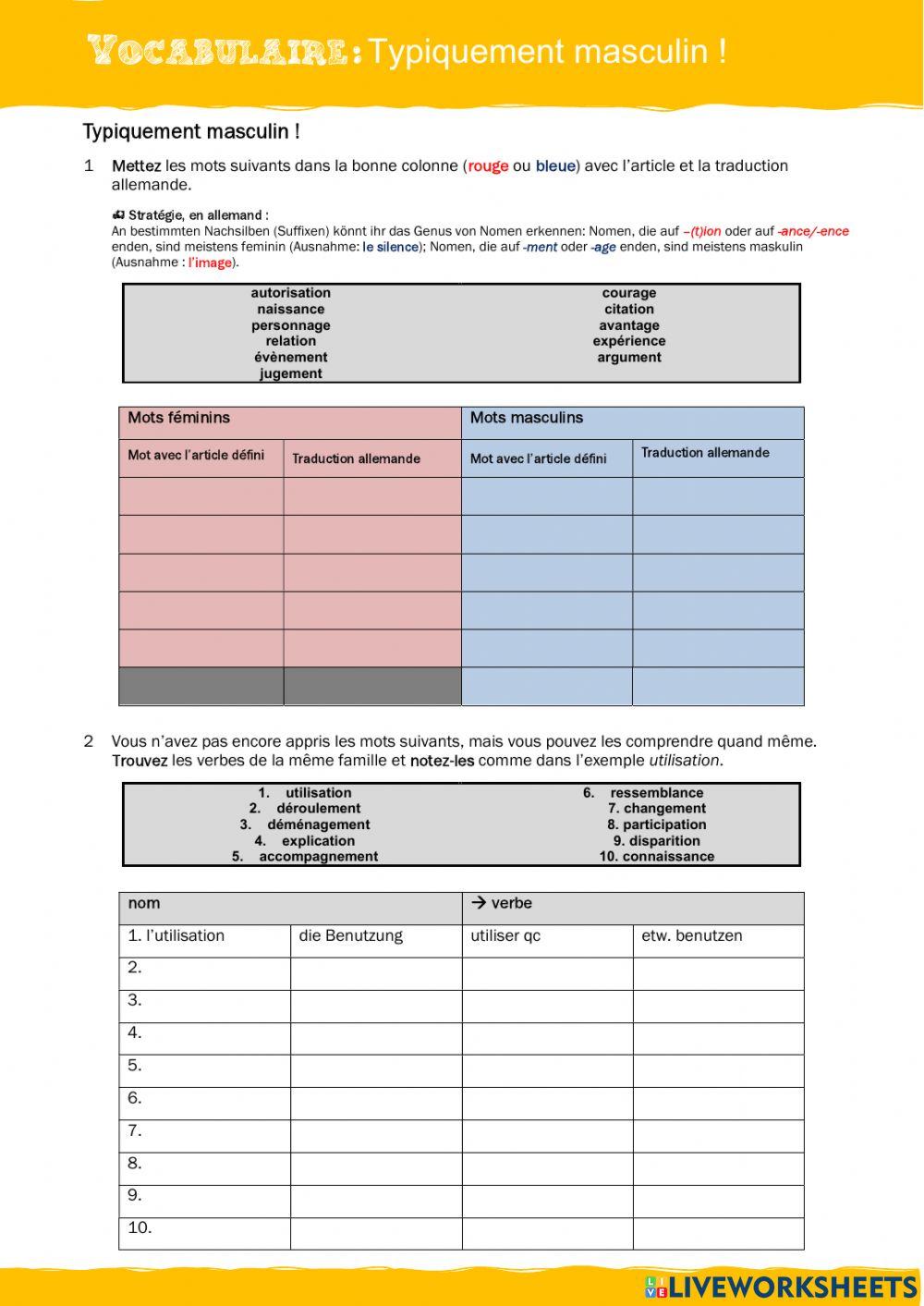 1038879 | FdT Vocabulaire : Typiquement masculin