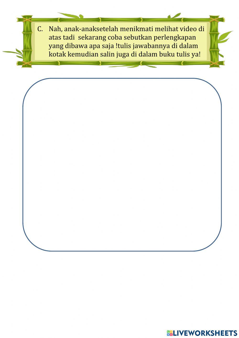 Pengayakan tema rekreasi interactive worksheet | Live Worksheets