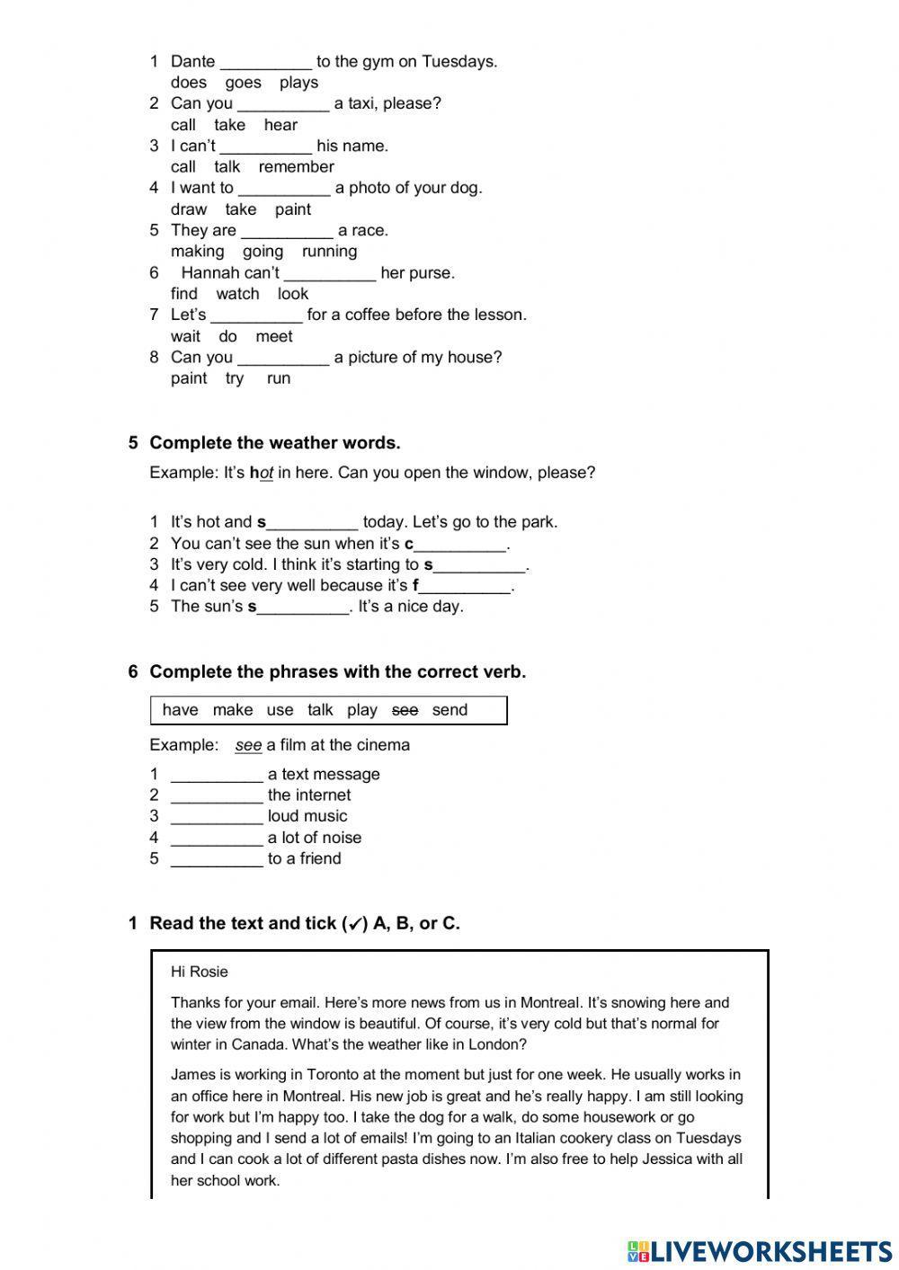 Revision present simple and continuous worksheet | Live Worksheets