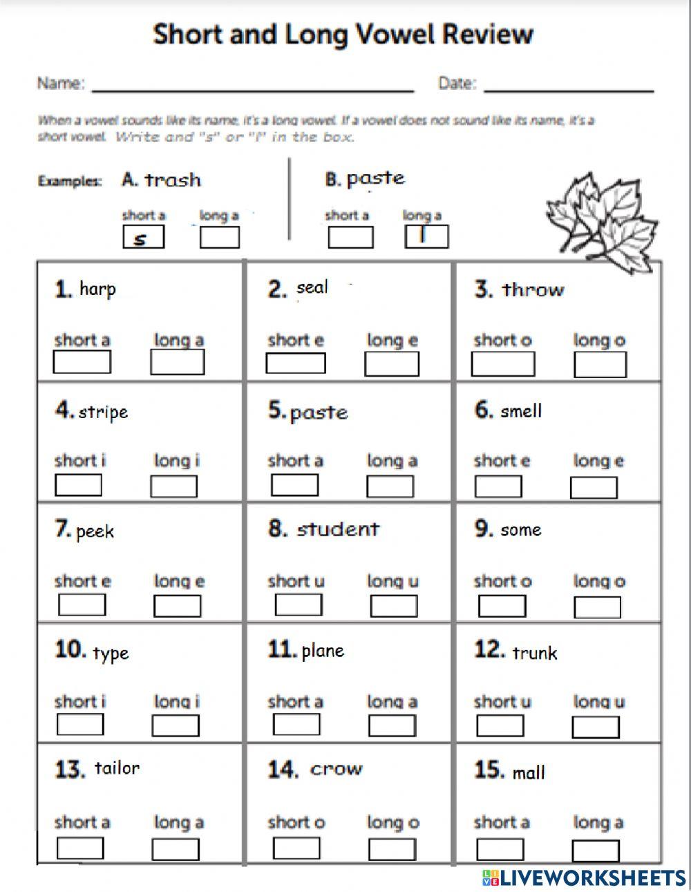 Long and Short … | Free Interactive Worksheets | 5035927