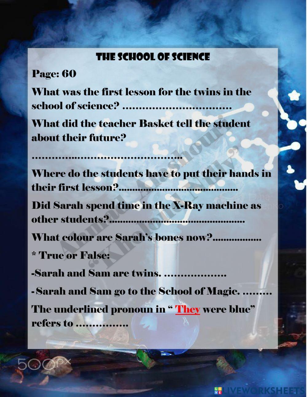 The School of Science worksheet | Live Worksheets