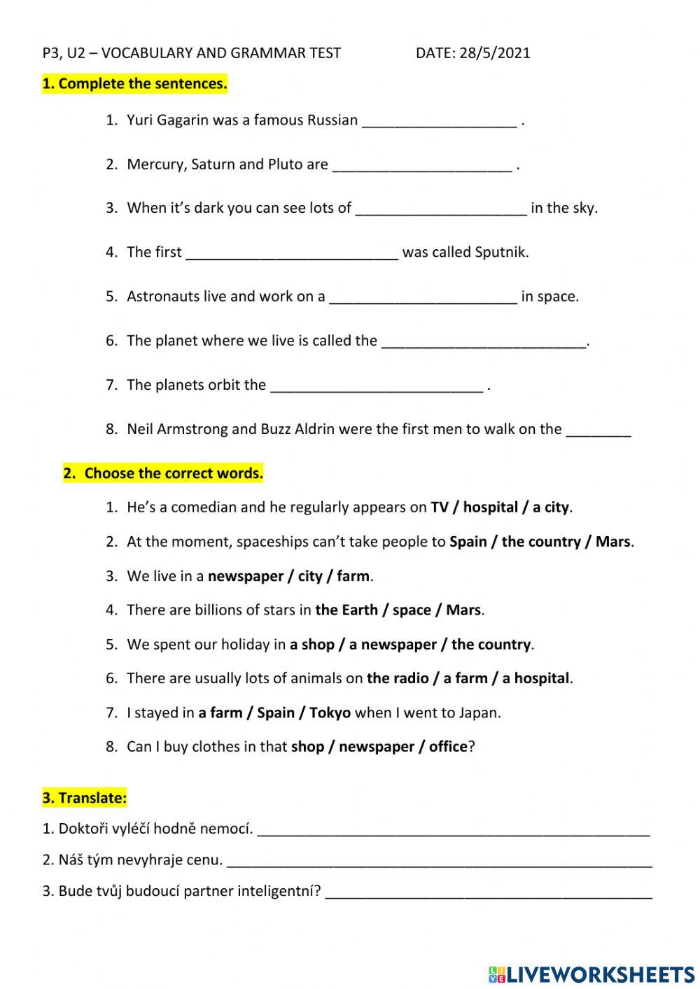 Project 3 Unit … | Free Interactive Worksheets | 5036022
