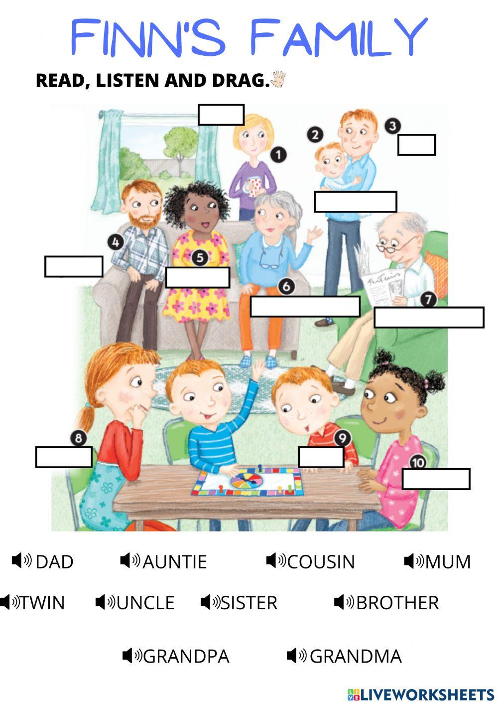 FINN'S FAMILY | Free Interactive Worksheets | 5036056