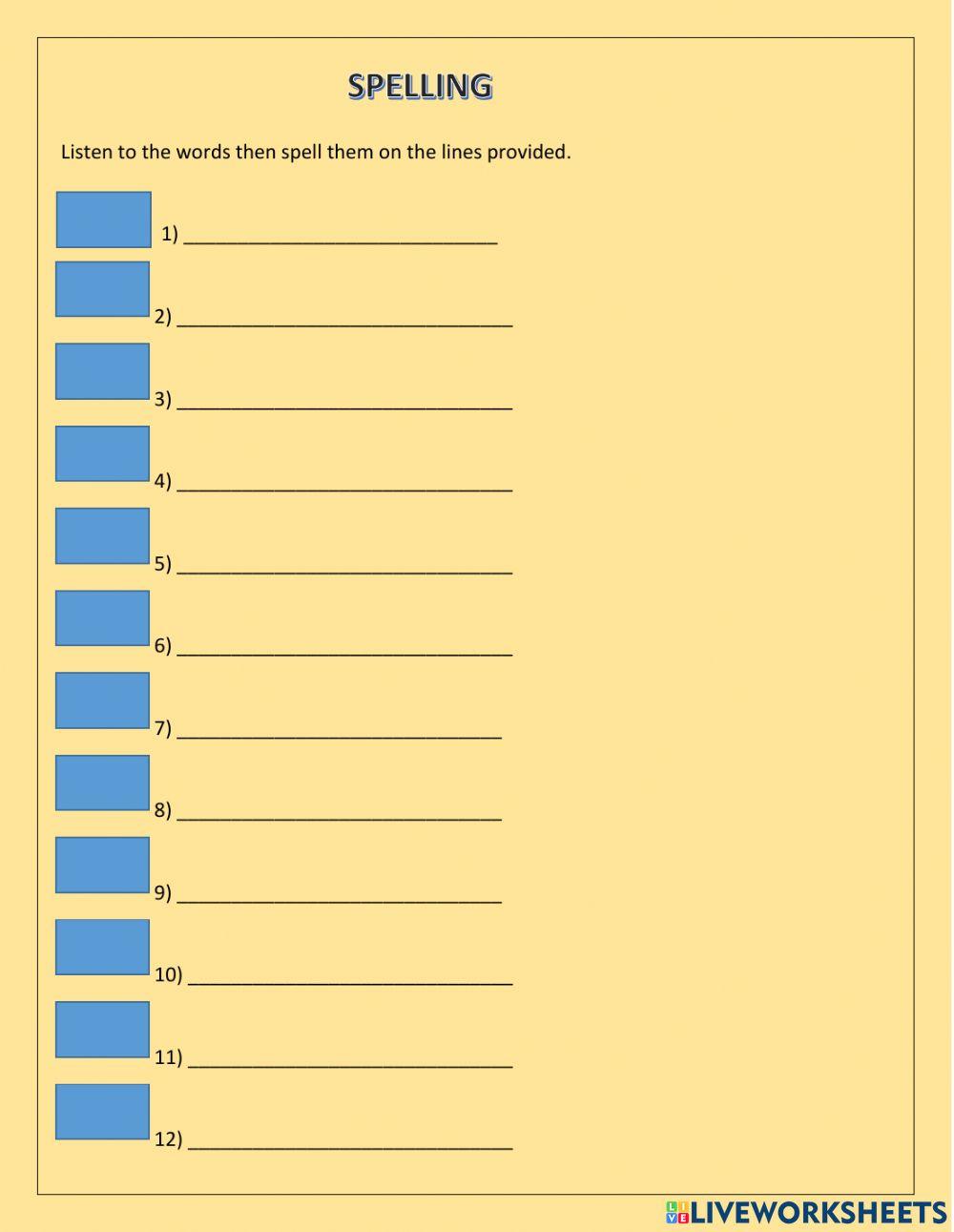 Spelling -tion-2 worksheet | Live Worksheets