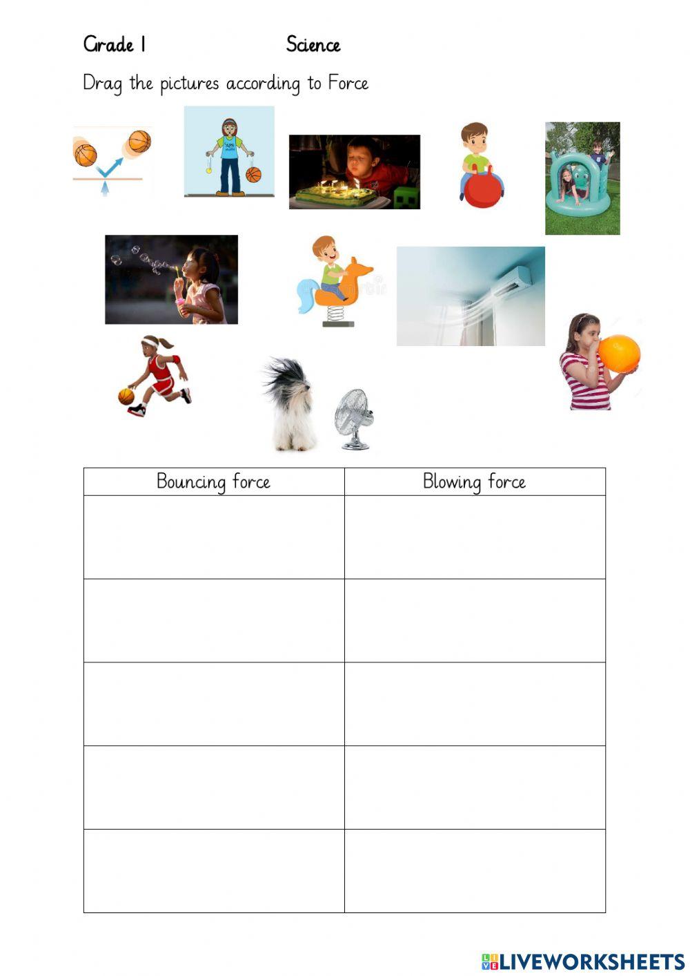 Blowing and bou… | Free Interactive Worksheets | 1040717