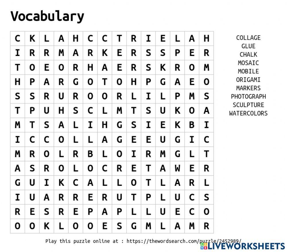 Art Vocabulary | Free Interactive Worksheets | 1040814
