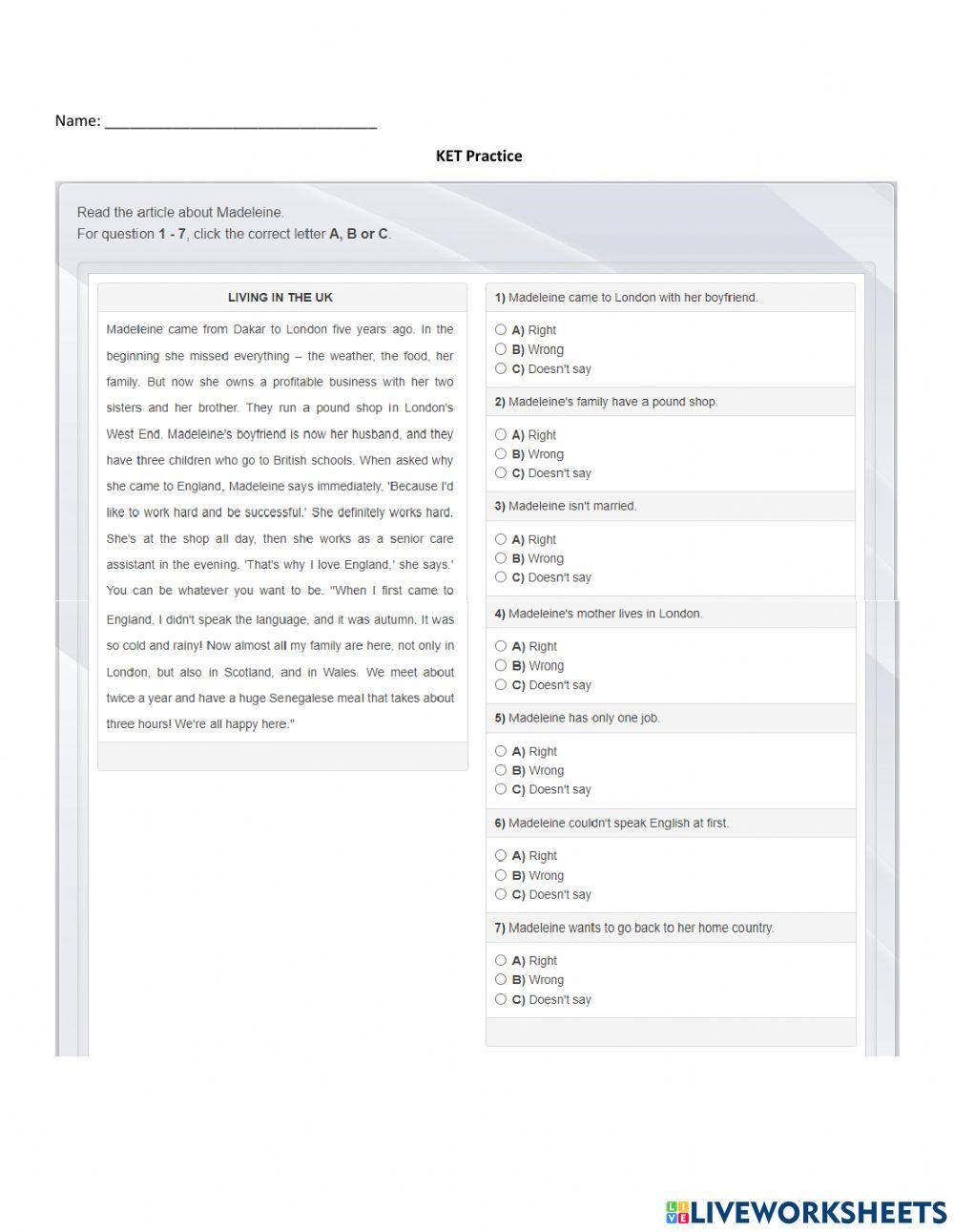 KET Practice 1040902 | teresa_velasquezg