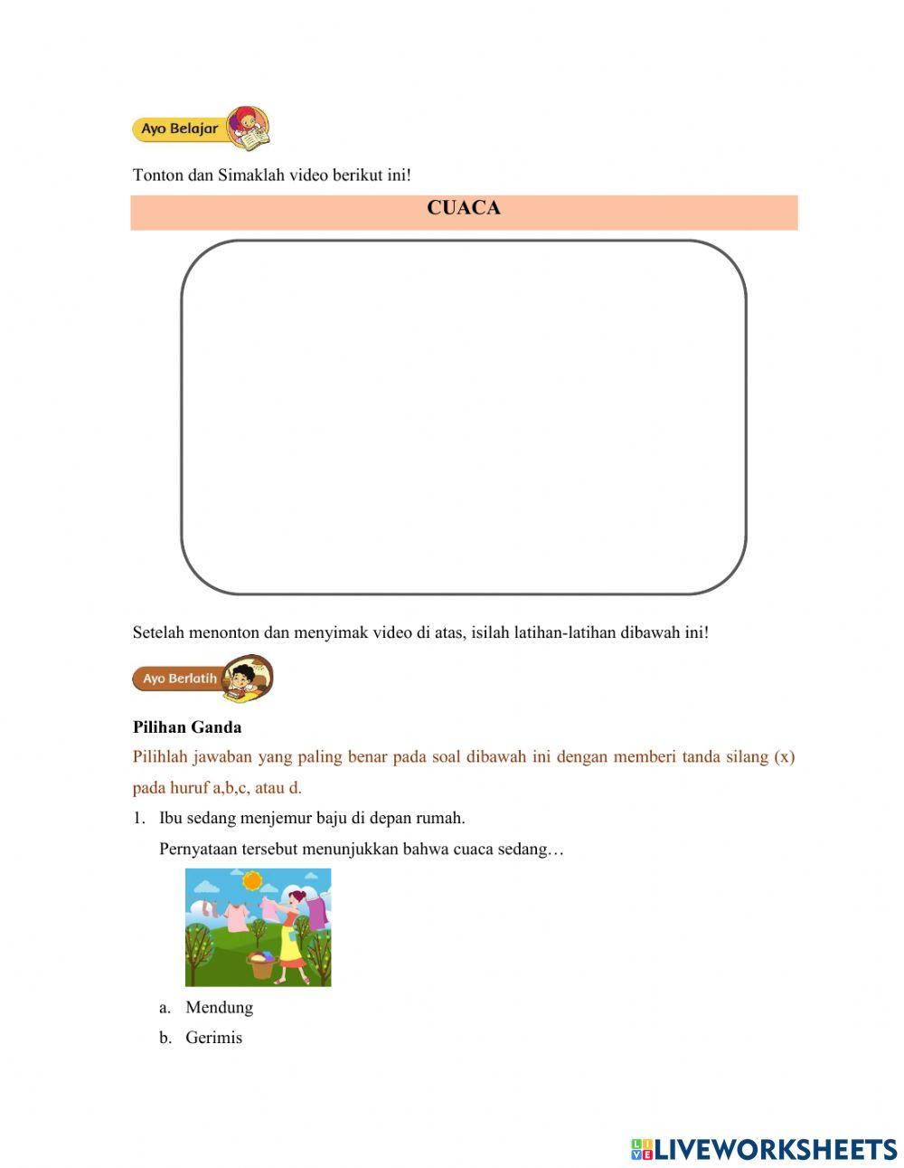Cuaca 2825 | Laila Amalia Arrasyidi | Live Worksheets