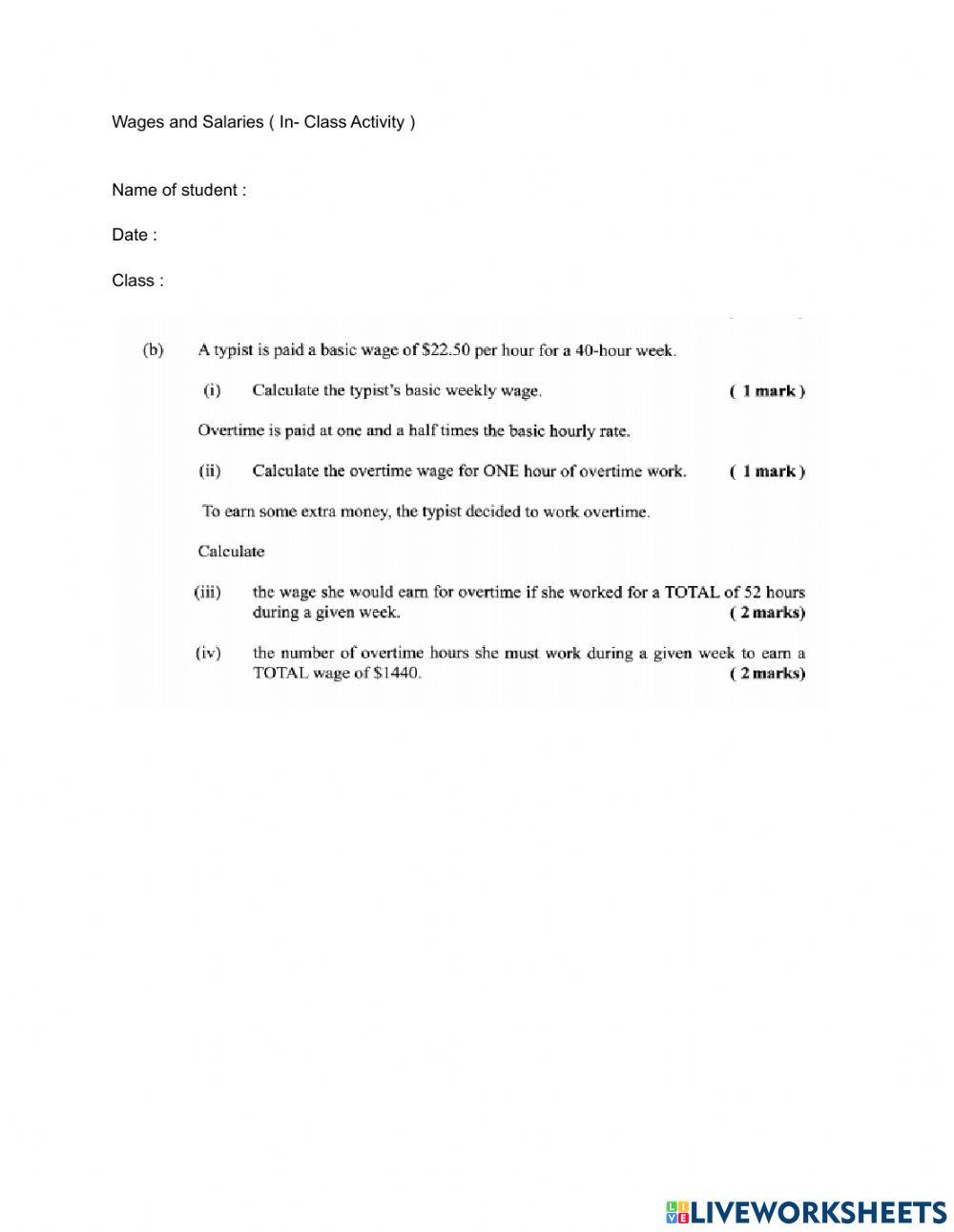 5036790 | Interactive worksheet on wages and salary