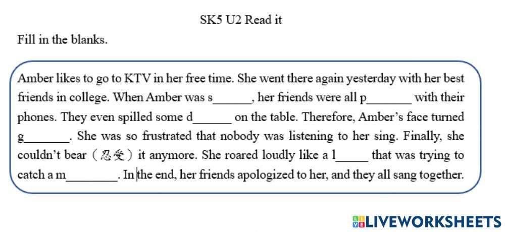 SK5 U2 Read it article worksheet | Live Worksheets