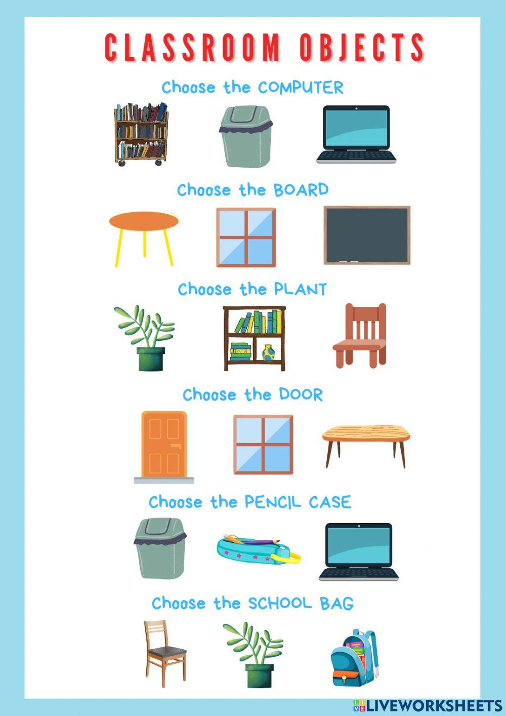 1042241 | Classroom objects | TeacherSD | LiveWorksheets
