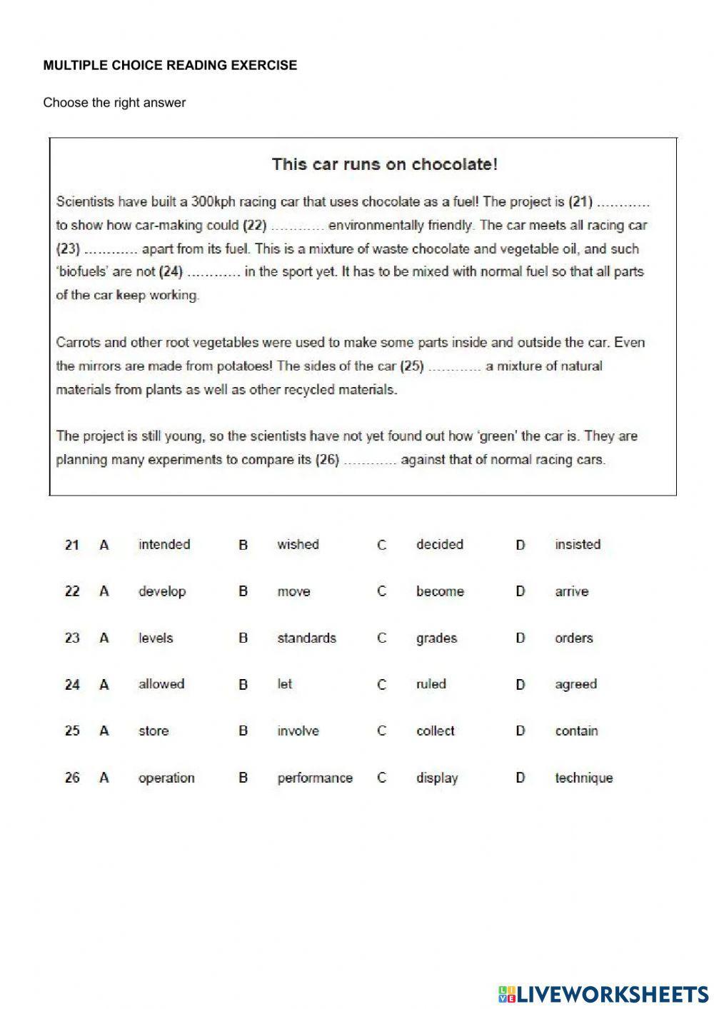multiple choice cloze