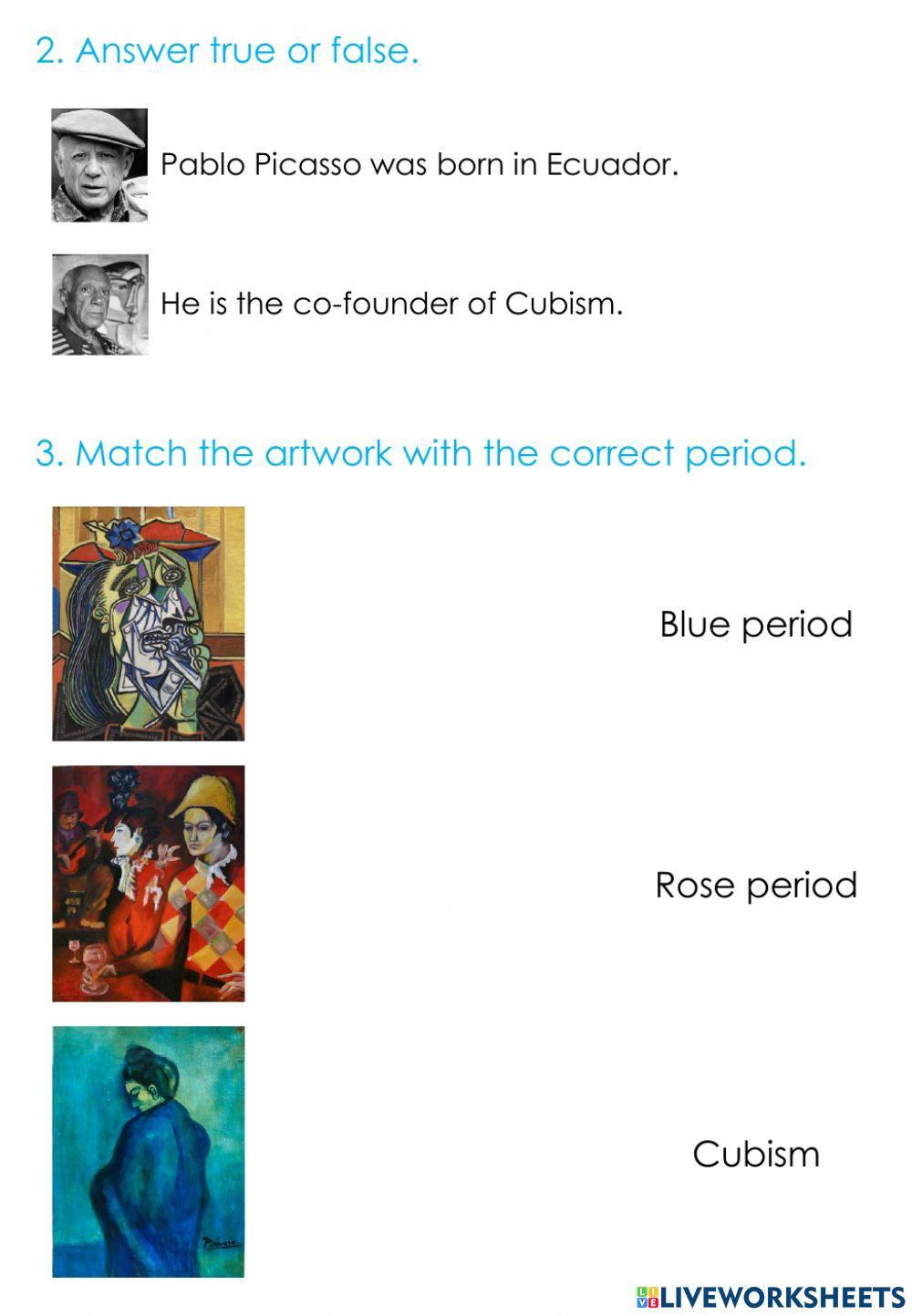 Pablo Picasso | Free Interactive Worksheets | 1042594