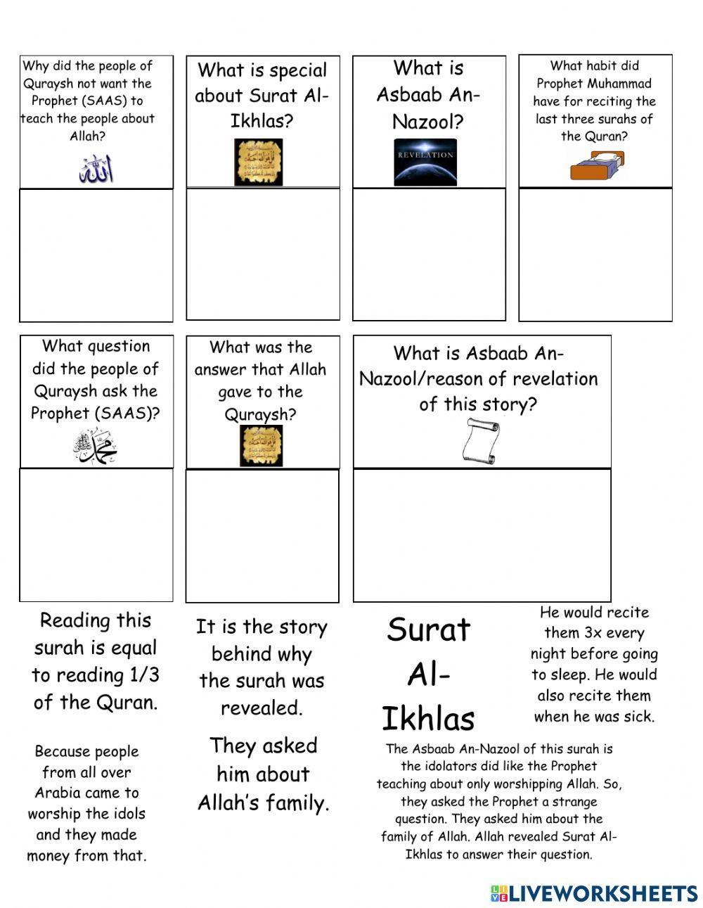 Surat Al-Ikhlas | Free Interactive Worksheets | 1042622