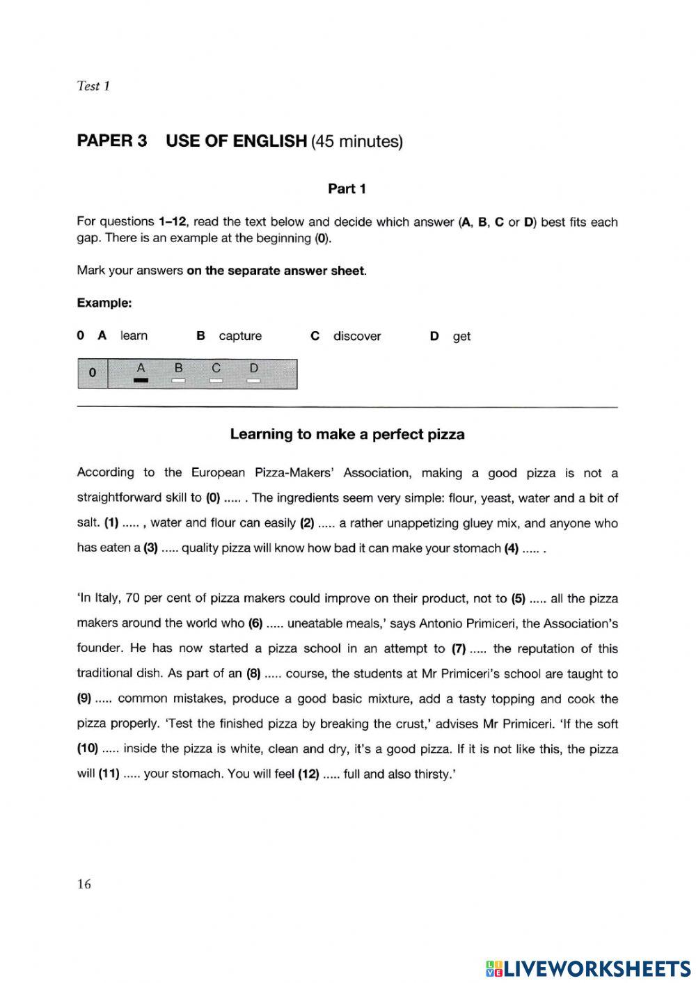 FCE - UOE-1 | Free Interactive Worksheets | 6612756