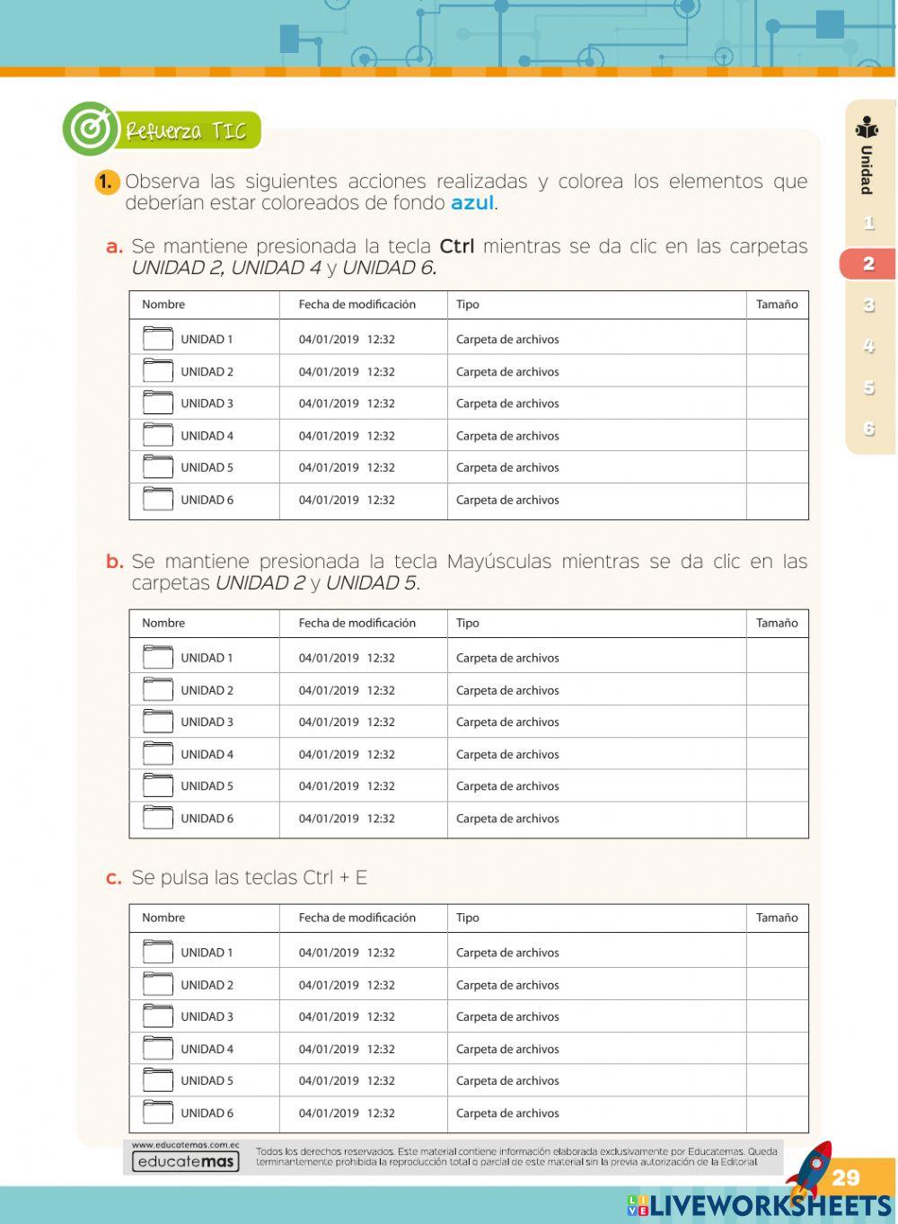 Informatic 4 Unidad 2 Lección 2 Seleccionar archivos y carpetas online exercise for | Live ...