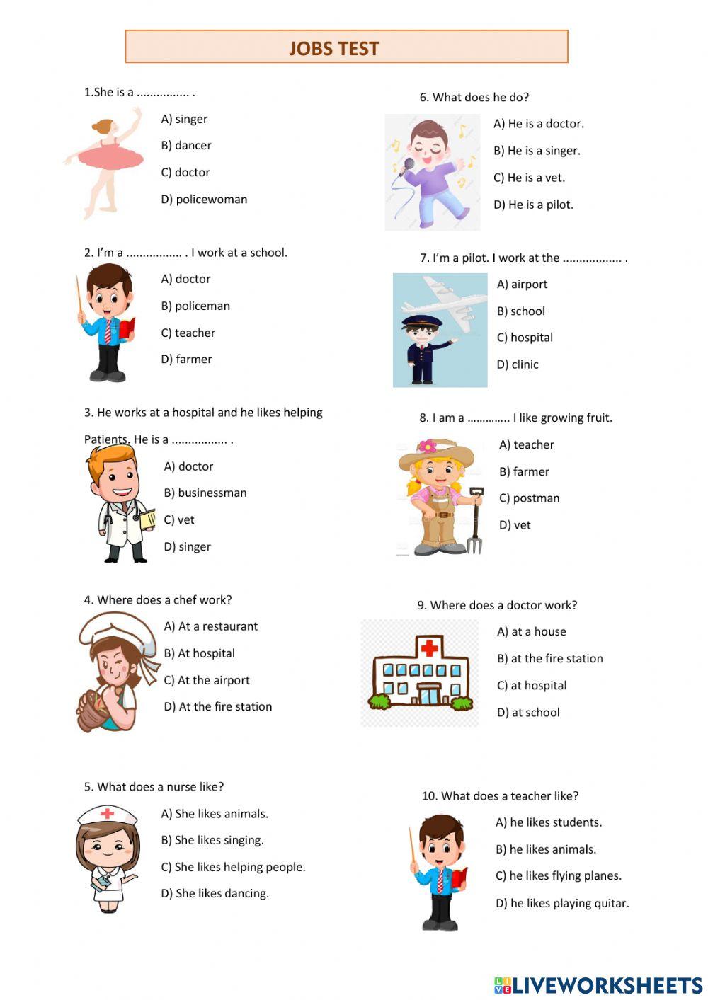 Jobs | Free Interactive Worksheets | 1043270