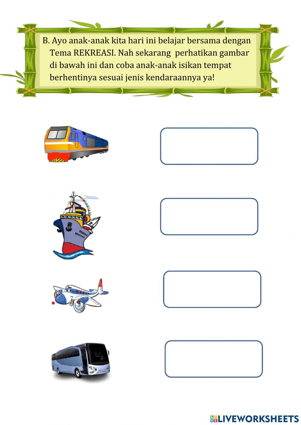 Tema rekreasi p… | Free Interactive Worksheets | 1043282