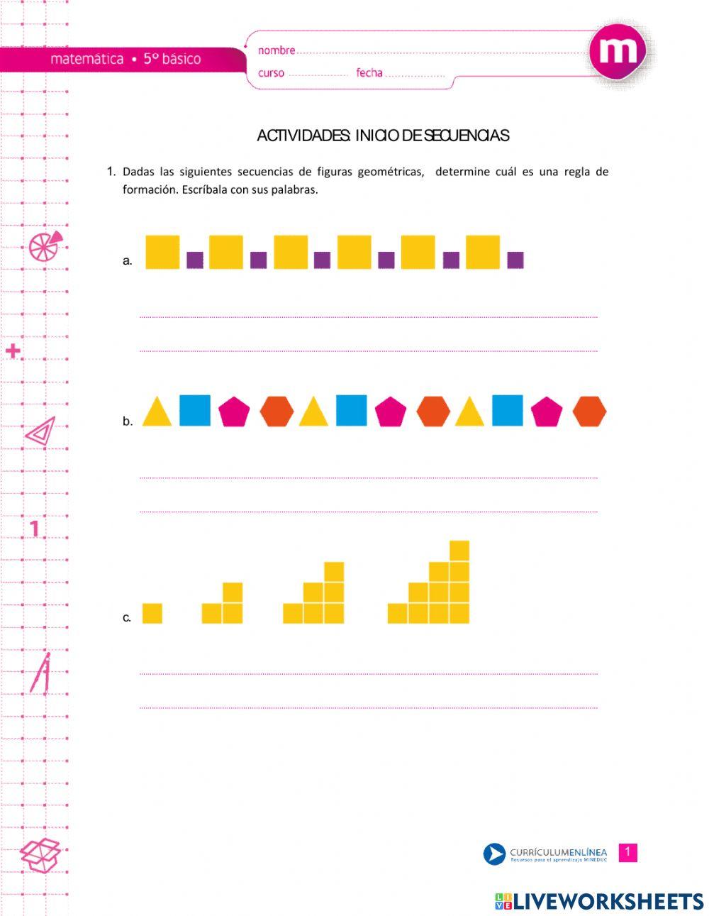 Secuencias activity for 5to | Live Worksheets Secuencias activity for 5to | Live Worksheets