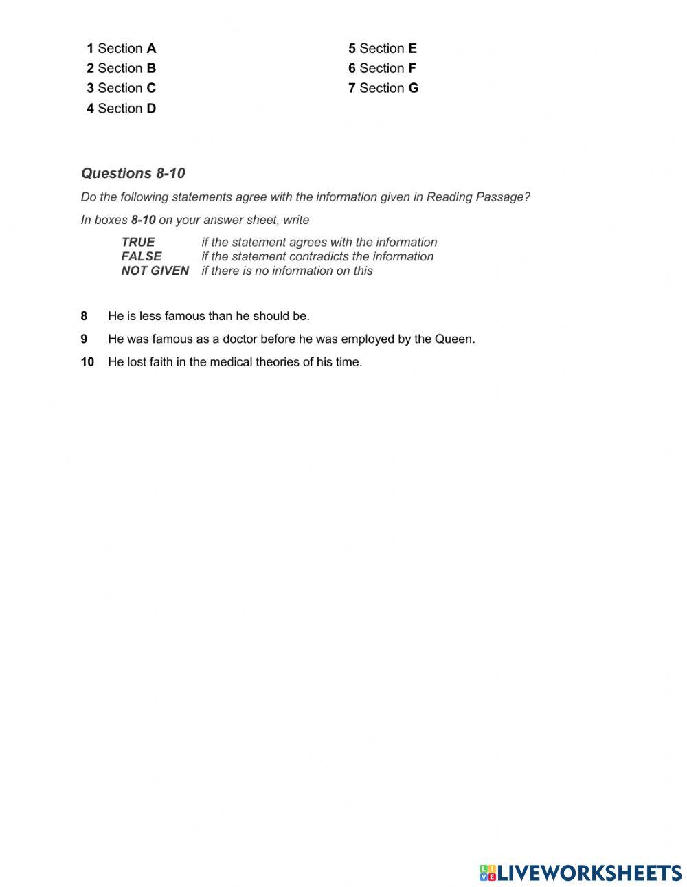 Mini Test online exercise for | Live Worksheets