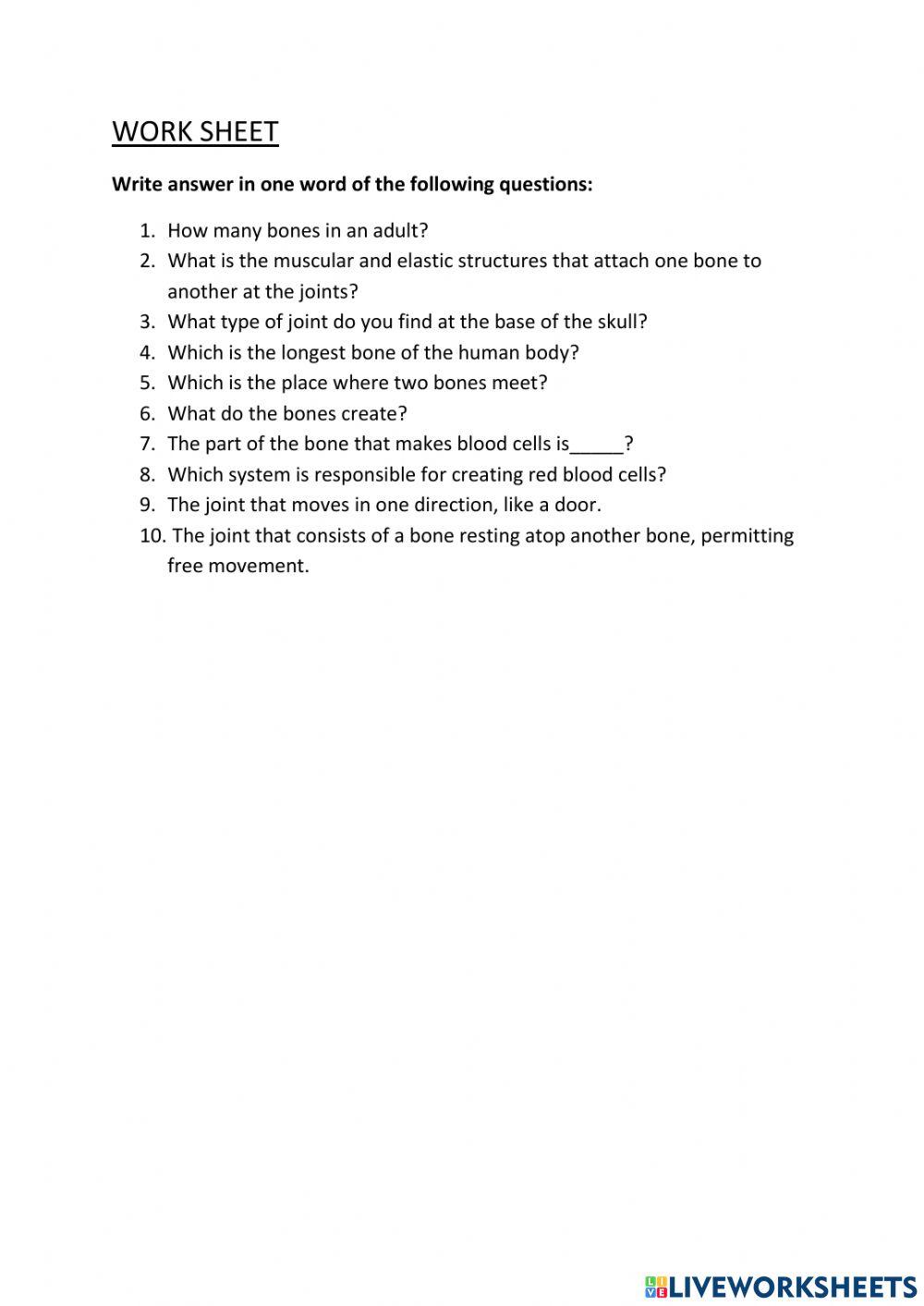 Work sheet online pdf worksheet | Live Worksheets