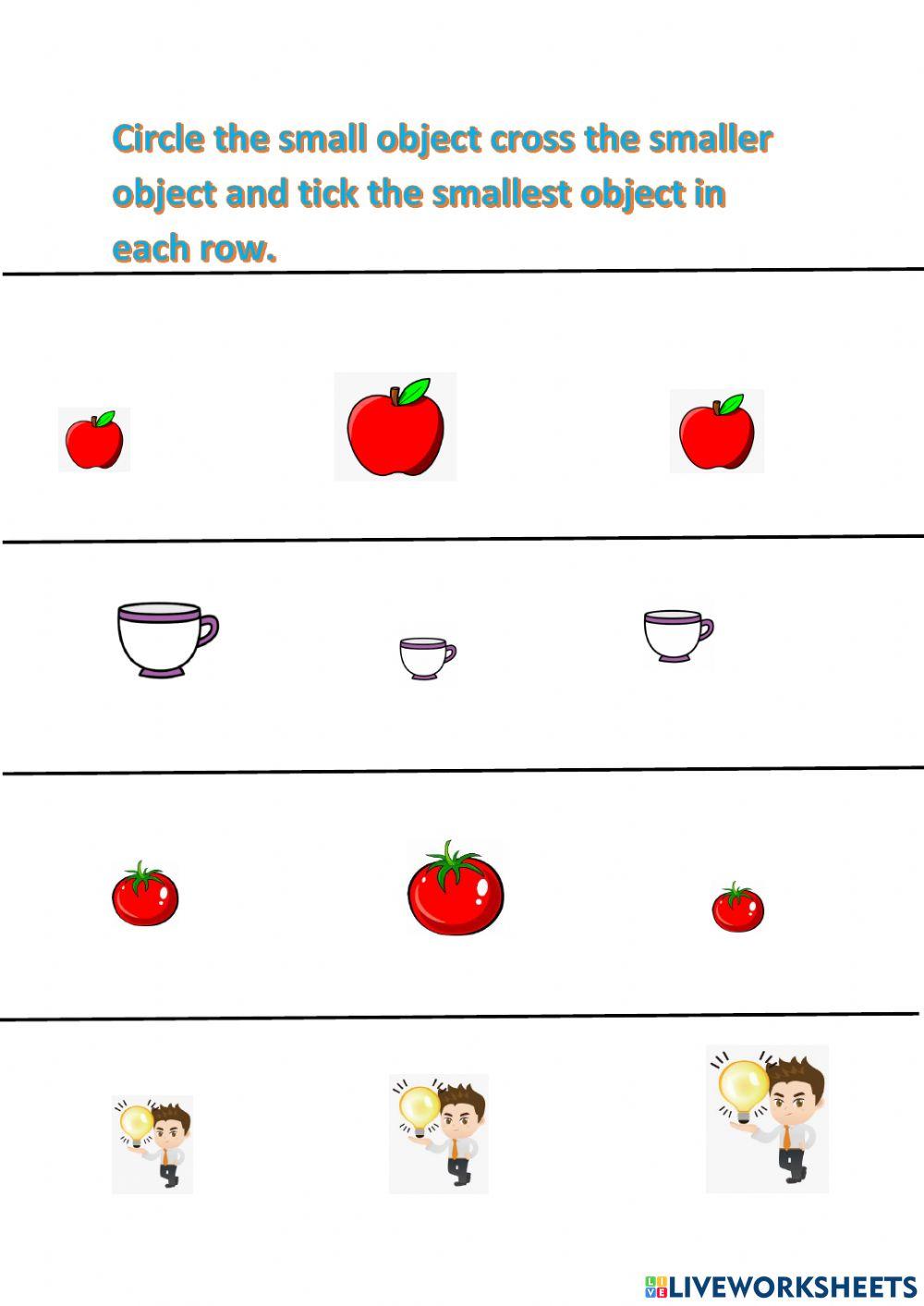 small,smaller,smallest online exercise for | Live Worksheets