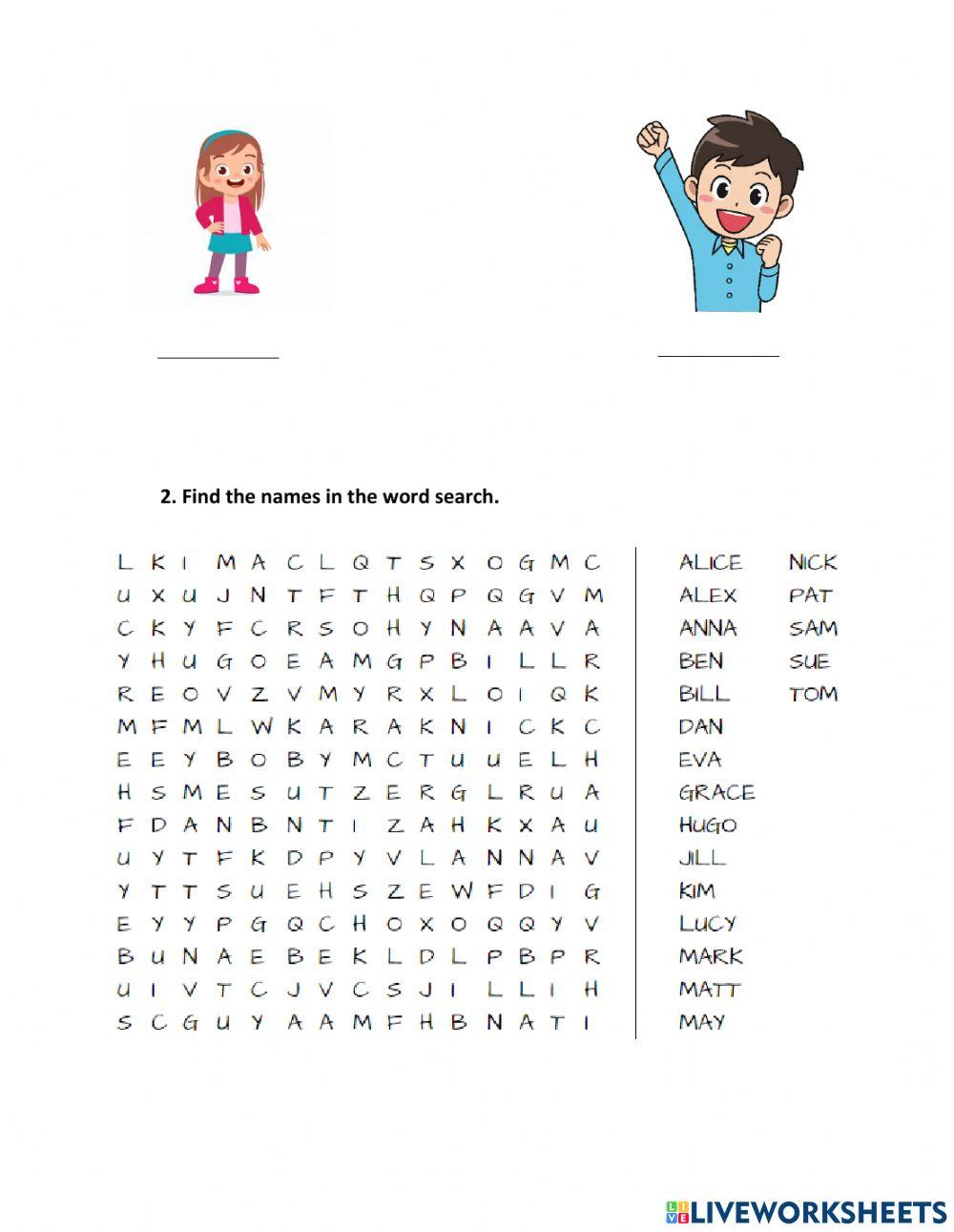 Spelling Names online worksheet | Live Worksheets