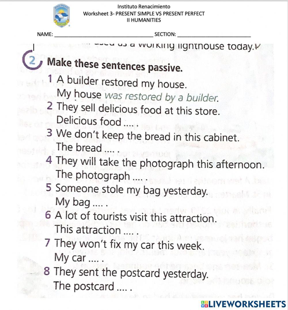 Passive questions 3052883 | olpat53 | Live Worksheets