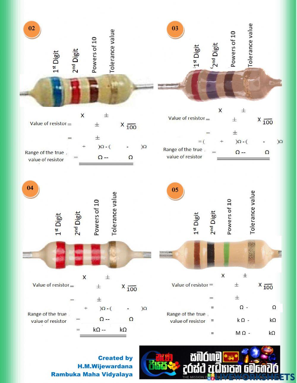 1044647 Resistor Colour Code H M Wijewardana
