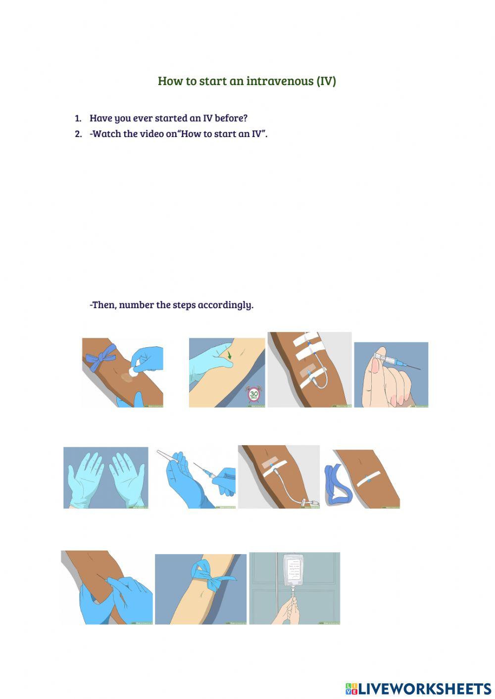 How to start an iv- nursing worksheet | Live Worksheets