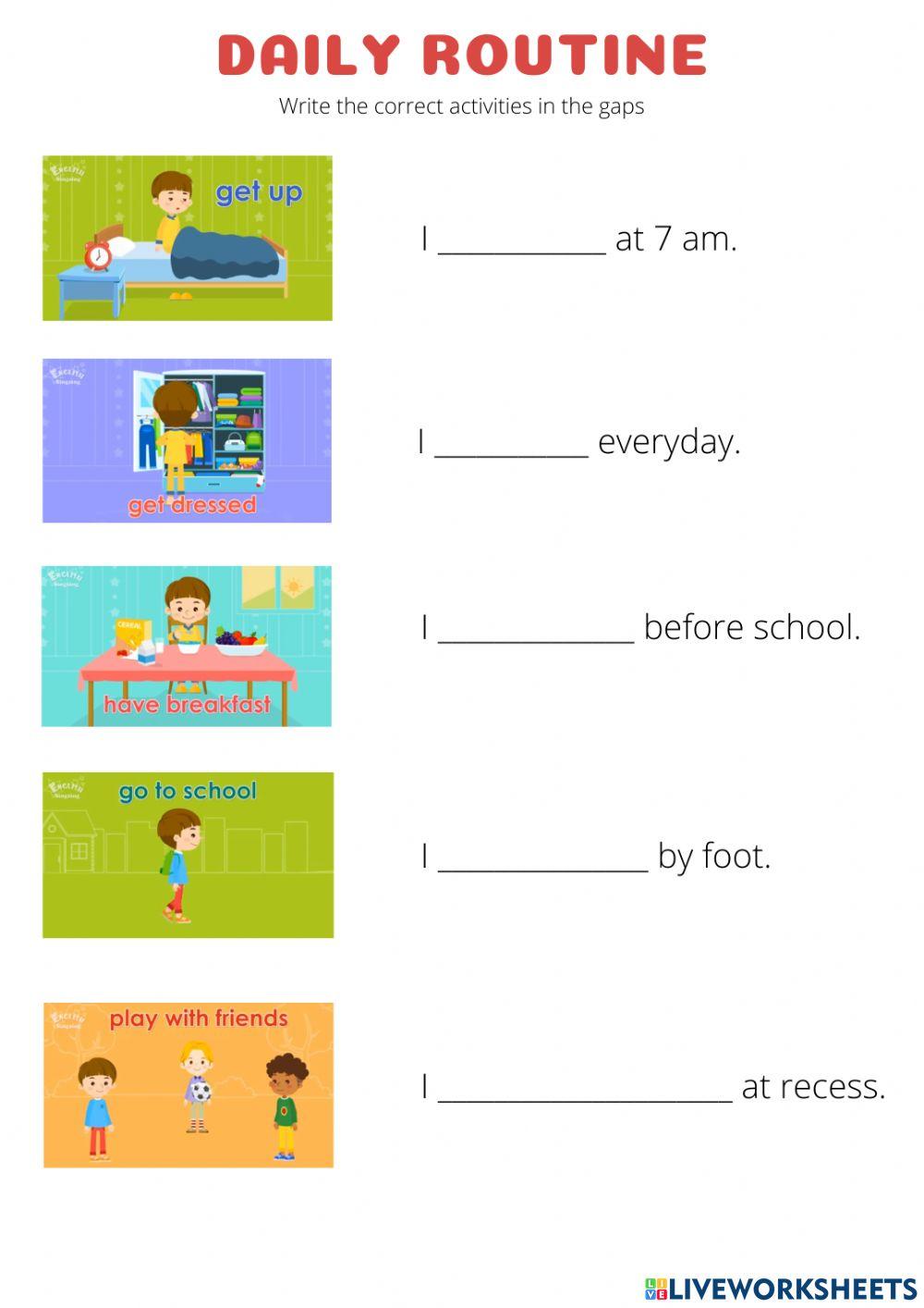 DAILY ACTIVITIES | Free Interactive Worksheets | 3053161