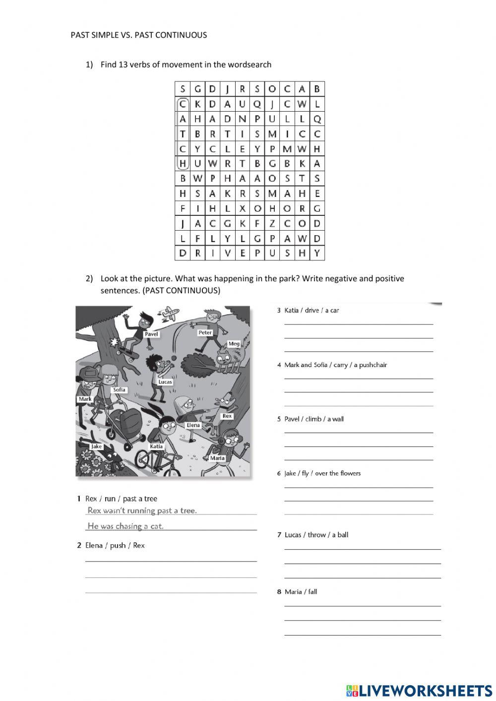 Past simple and past continuous worksheet for 1st year | Live Worksheets