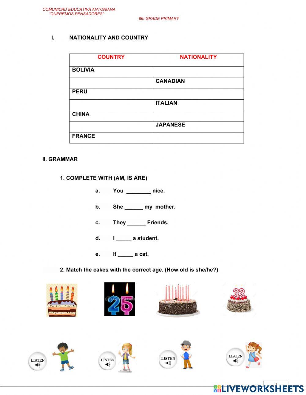 English test 6H… | Free Interactive Worksheets | 967016