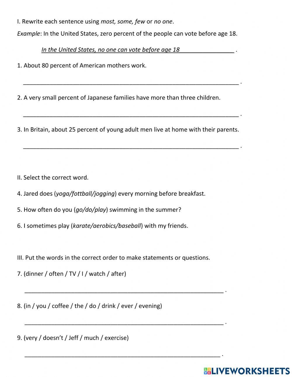Unit 2 G & V quizz worksheet | Live Worksheets