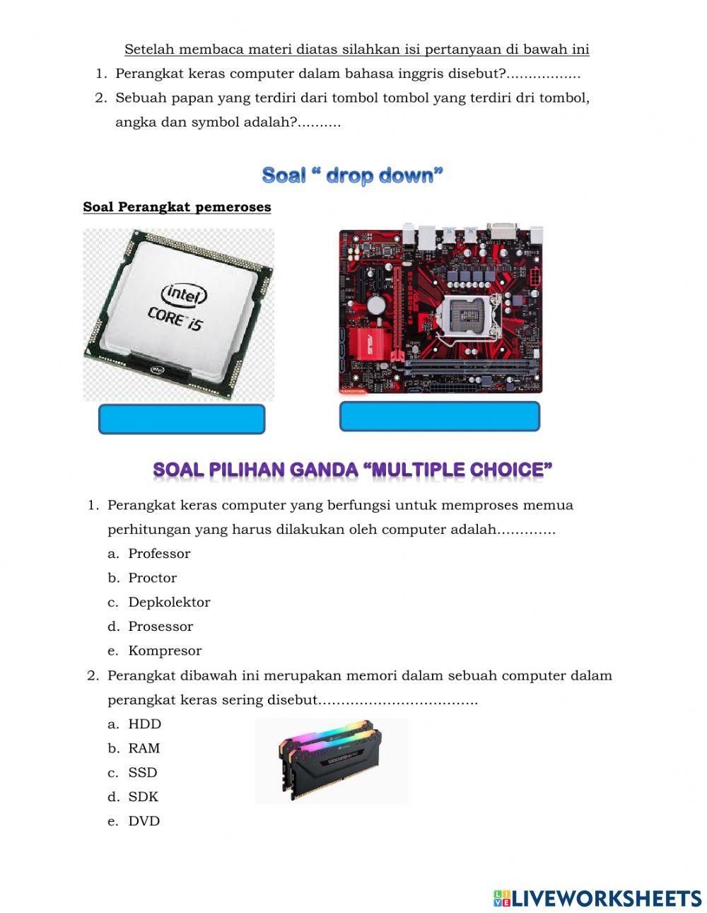 Perangkat Keras Komputer interactive activity | Live Worksheets